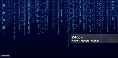 매트릭스 배경 바이너리 코드를 사용한 사이버 보안 무작위로 파란 숫자가 빠르게 떨어집니다 디코딩 알고리즘이 소프트웨어를 해킹했습니다 빅 데이터 시각화 이진법에 대한 스톡