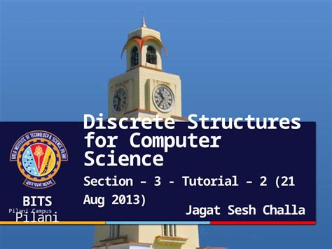 Pptx Bits Pilani Pilani Campus Discrete Structures For Computer