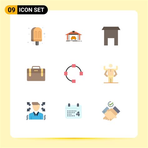 User Interface Pack Of 9 Basic Flat Colors Of Path Motivation Building Working Bag Editable