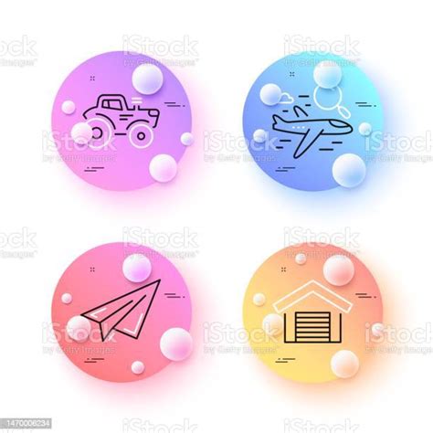 주차장 트랙터 및 검색 비행 최소 라인 아이콘 웹 응용 프로그램 인쇄용 벡터 3차원 형태에 대한 스톡 벡터 아트 및 기타 이미지