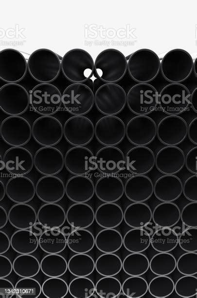 흰색 배경에 금속 파이프의 클로즈업 흰색 배경에 고립 된 철 파이프 더미 3d 렌더 일러스트레이션 0명에 대한 스톡 사진 및 기타 이미지 Istock