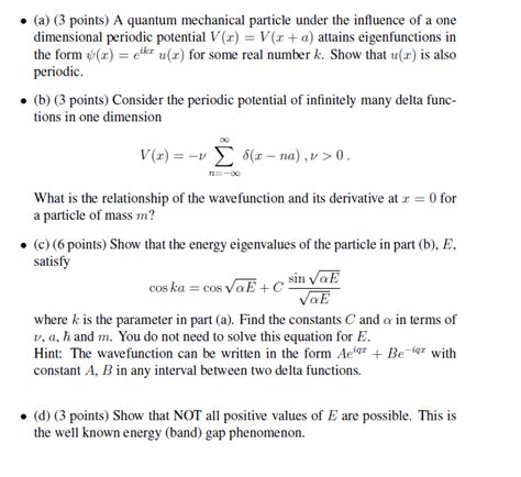 Solved A Points A Quantum Mechanical Particle Under Chegg Com