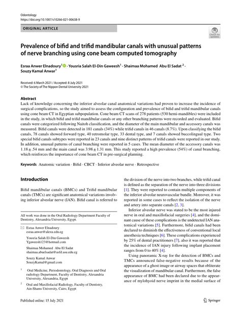 Pdf Prevalence Of Bifid And Trifid Mandibular Canals With Unusual