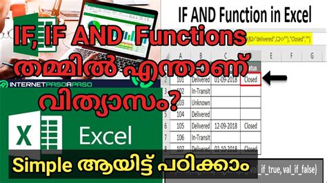 If And Function In Excel Malayalam Youtube