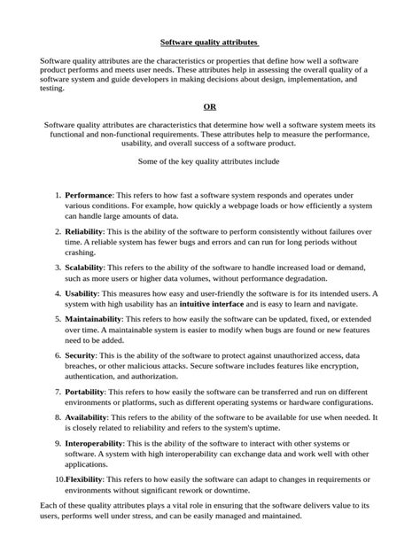 Software Quality Attributes Pdf Software Software Quality