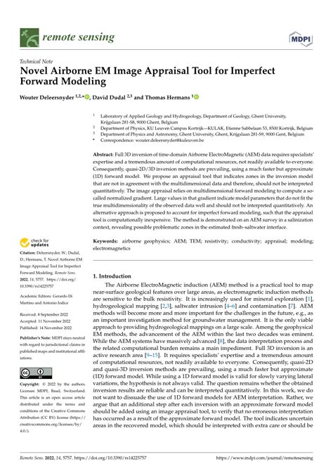 Pdf Novel Airborne Em Image Appraisal Tool For Imperfect Forward Modeling