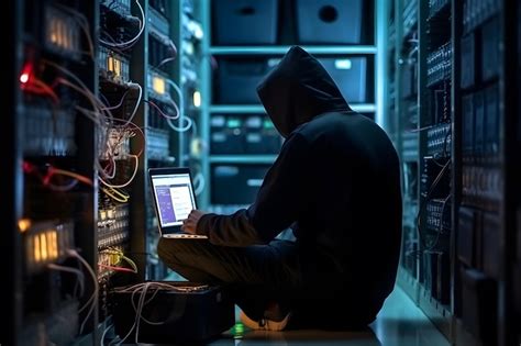 Premium Ai Image Anonymous Hacker Typing Computer Laptop Concept Of Hacking Cybersecurity