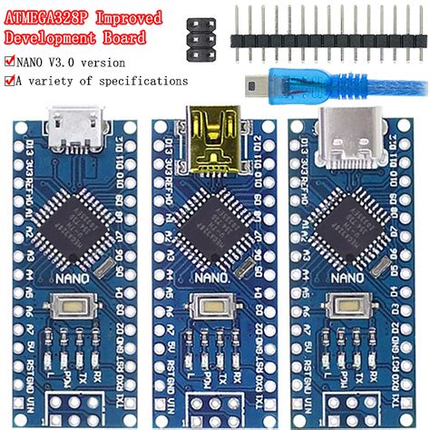 Para Nano V30 Micro Módulo Controlador Atmega328p Placa Ch340 Cabo Usb