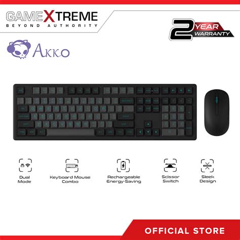 Akko Mx108 Scissor Switch Keyboard Mouse Combo Black Cyan Shopee Philippines