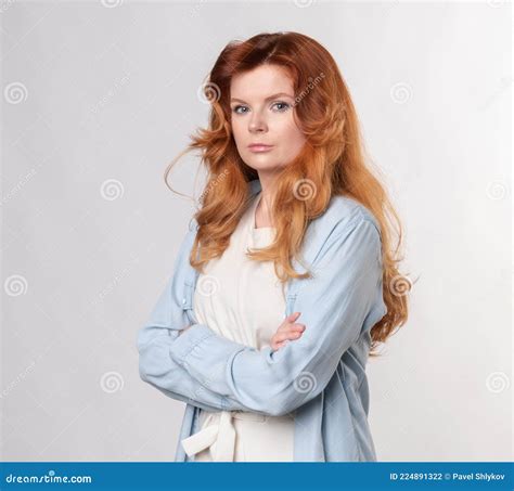 Red Hair Model Posing In Studio Stock Photo Image Of Portrait Attractive