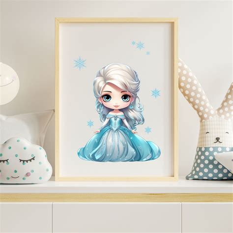 Princess Elsa Cute Clipart Set Of 12 Cartoon Chibi Kawaii Fantasy