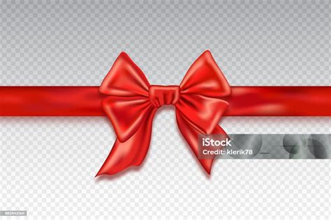 현실적인 빨간색 새틴 리본 체크 무늬 배경에 고립입니다 소책자 또는 인사말 카드 서식 파일 벡터 일러스트 레이 션 공단에 대한 스톡 벡터 아트 및 기타 이미지 Istock