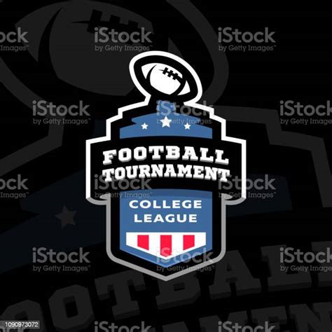 어두운 배경에 축구 대학 대회 엠 블 럼 로고 벡터 일러스트입니다 로고에 대한 스톡 벡터 아트 및 기타 이미지 로고 Championship 경쟁 Istock