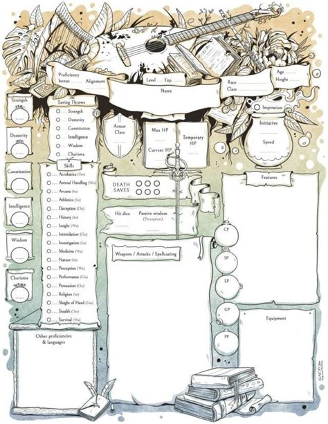 Dnd Character Sheet Printable Bard Character Sheets Custom Character Sheets Artofit
