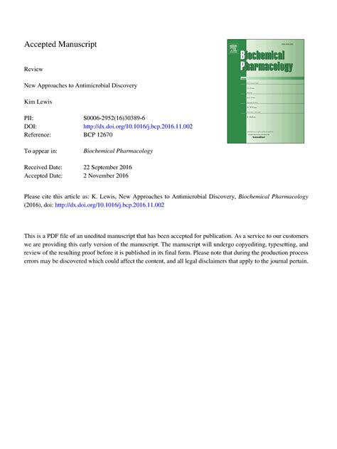New Approaches To Antimicrobial Discovery Accepted Manuscript Review New Approaches To Studocu