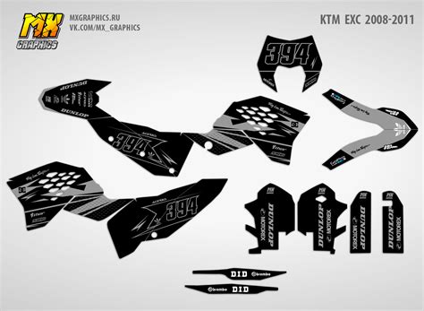 Наклейки KTM EXC 2008-2011 Серия BW Gray | MX Graphics