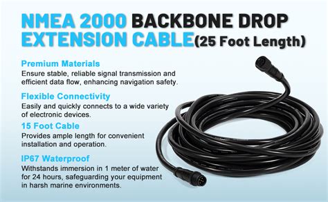 Dilomber Nmea 2000 25 Feet Marine Network Cable 5 Pin