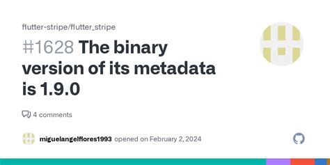 The Binary Version Of Its Metadata Is 190 · Issue 1628 · Flutter