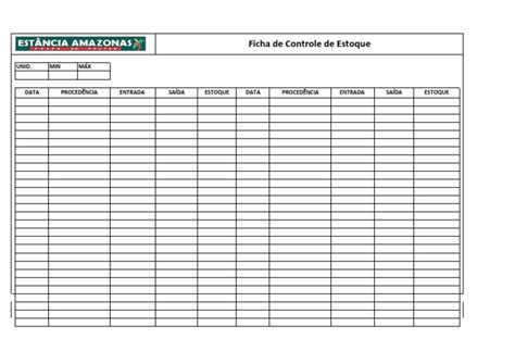 Ficha De Controle De Estoque Pdf
