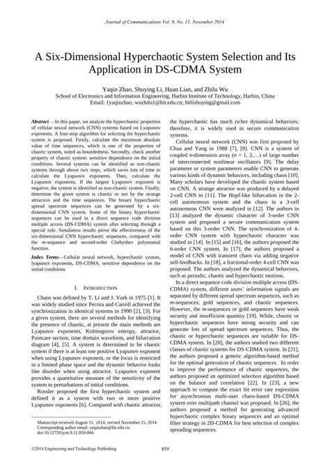 Pdf A Six Dimensional Hyperchaotic System Selection And Its · In