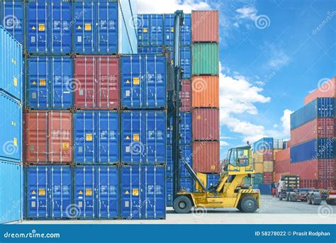 Forklift Handling Container Box Loading To Truck Royalty Free Stock
