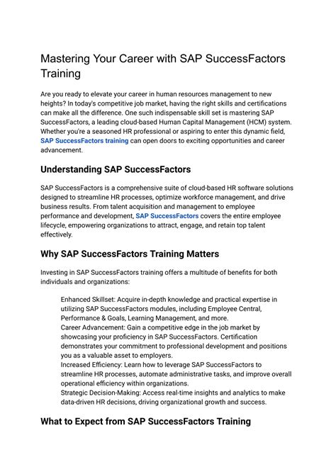 Ppt Mastering Your Career With Sap Successfactors Training Powerpoint
