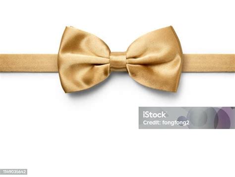 클리핑 경로와 흰색 배경에 고립 된 골드 컬러 나비 넥타이 0명에 대한 스톡 사진 및 기타 이미지 0명 개성 개념 공단 Istock