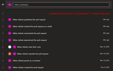 Possible Codereviewthreadtypes Of Azure Devops Git Api Threads Stack Overflow