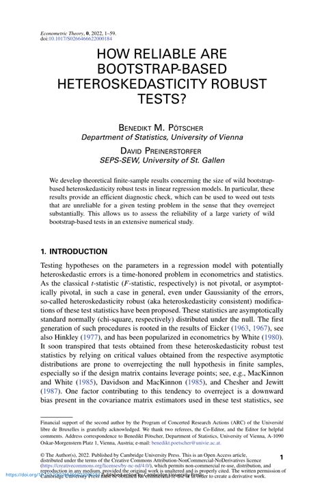 pdf how reliable are bootstrap based heteroskedasticity robust tests