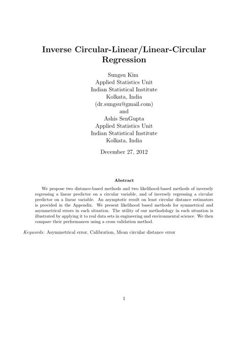 Pdf Inverse Circularlinearlinearcircular Regression