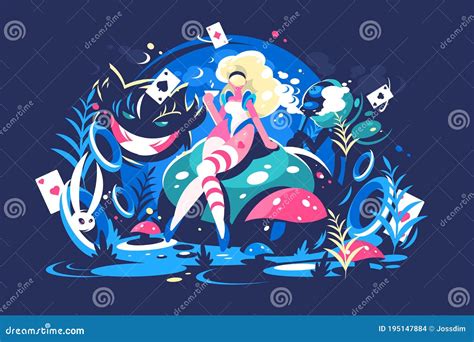 Alice Sentado En Wonderland Stock De Ilustración Ilustración De Aventura Magia 195147884