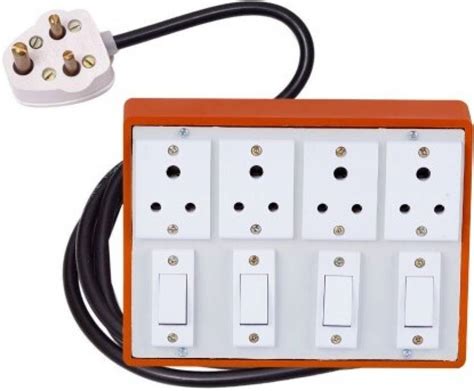 Electro Factory Brown Heavy Duty Extension Board 4 4 15 Meter Wire 4 Anchor Switch 4 Socket