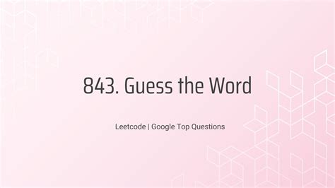 leetcode 843 guess the word python youtube