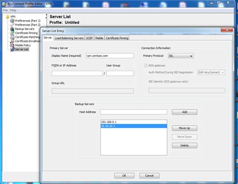 Solved Anyconnect Profile Editor Server List And Backup Servers