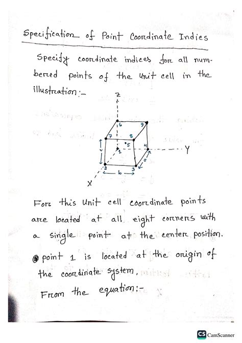Solution Specification Of Point Coordinate Indices Unit Cell Cubic Studypool