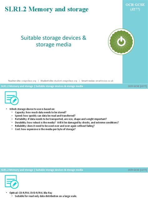 gcse ocr 1 2 suitable storage devices and storage media pdf computer