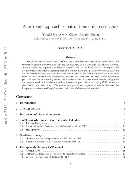 Pdf A Two Way Approach To Out Of Time Order Correlators