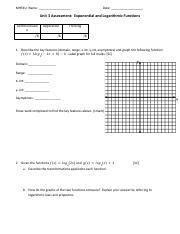 Unit Tasks Exponential And Logarithmic Functions Pdf MHF U Name Date Unit