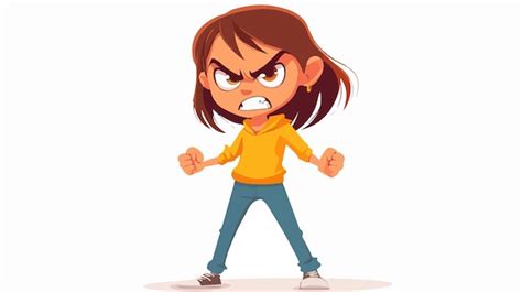 Fierce Cartoon Angry Girl Vector Illustration Premium Ai Generated Vector
