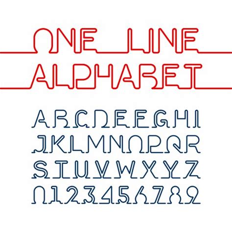 Continuous Line Font Inline Alphabet Royalty Free Vector