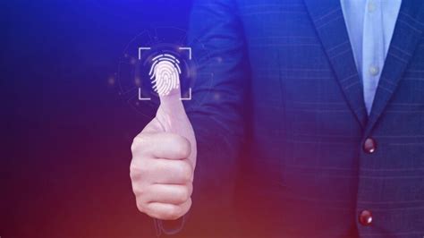 Premium Photo Businessman Scanning Fingerprint Biometric Identity And Authorization Futuristic