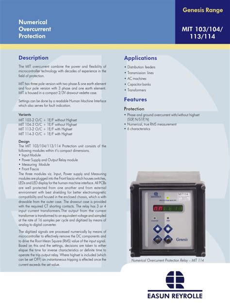 Numerical Non Directional Overcurrent Protection Relay Type Pdf Power Supply Relay