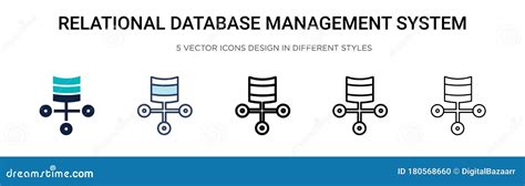 Relational Database Management System Icon In Filled Thin Line