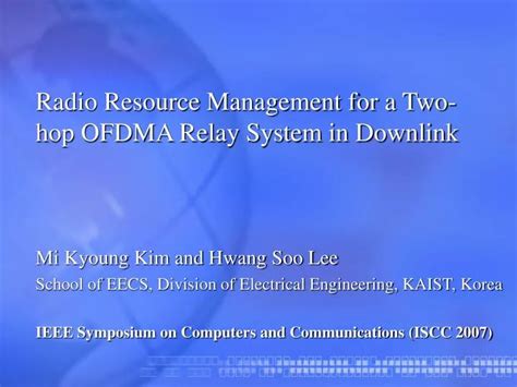 Ppt Radio Resource Management For A Two Hop Ofdma Relay System In Downlink Powerpoint