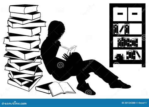 Silhouette Of A Girl Reading A Book Stock Vector Image 20124388