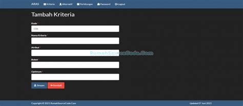 Source Code Spk Metode Aras Php