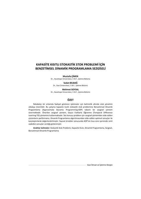 Pdf An Approximate Dynamic Programming Heuristic For The Capacitated Stochastic Inventory Problem