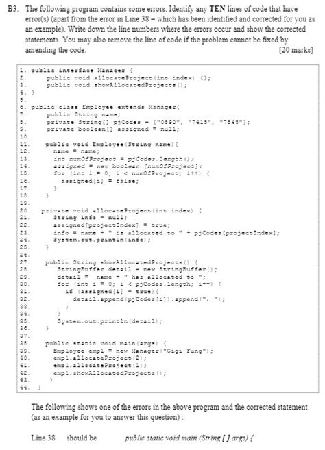 Solved B3 The Following Program Contains Some Errors Identify Any