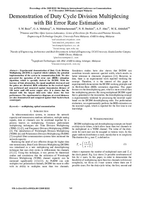 Pdf Duty Cycle Division Multiplexing And Ber Analysis