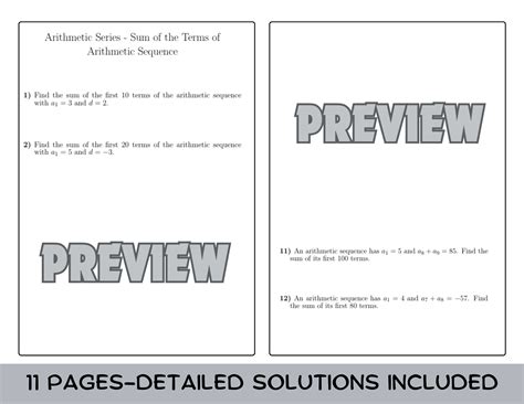 Arithmetic Series Sum Of The Terms Of Arithmetic Sequence Worksheet With Solutions